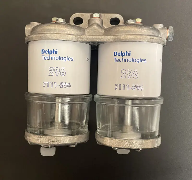 DELPHI CAV296 TWIN FUEL DOUBLE FILTER WATER TRAP 1/2 UNF PORTS | RD Diesels