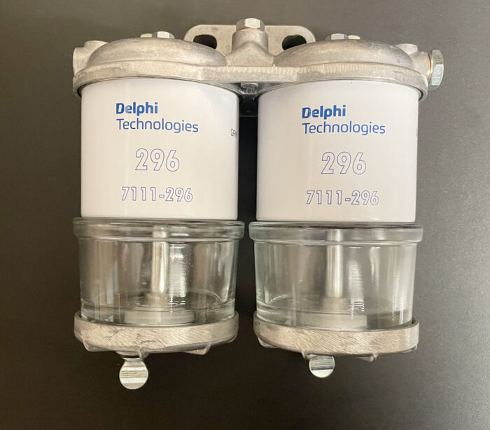 DELPHI CAV295 TWIN FUEL DOUBLE FILTER WATER TRAP 1/2 UNF PORTS WITH ...